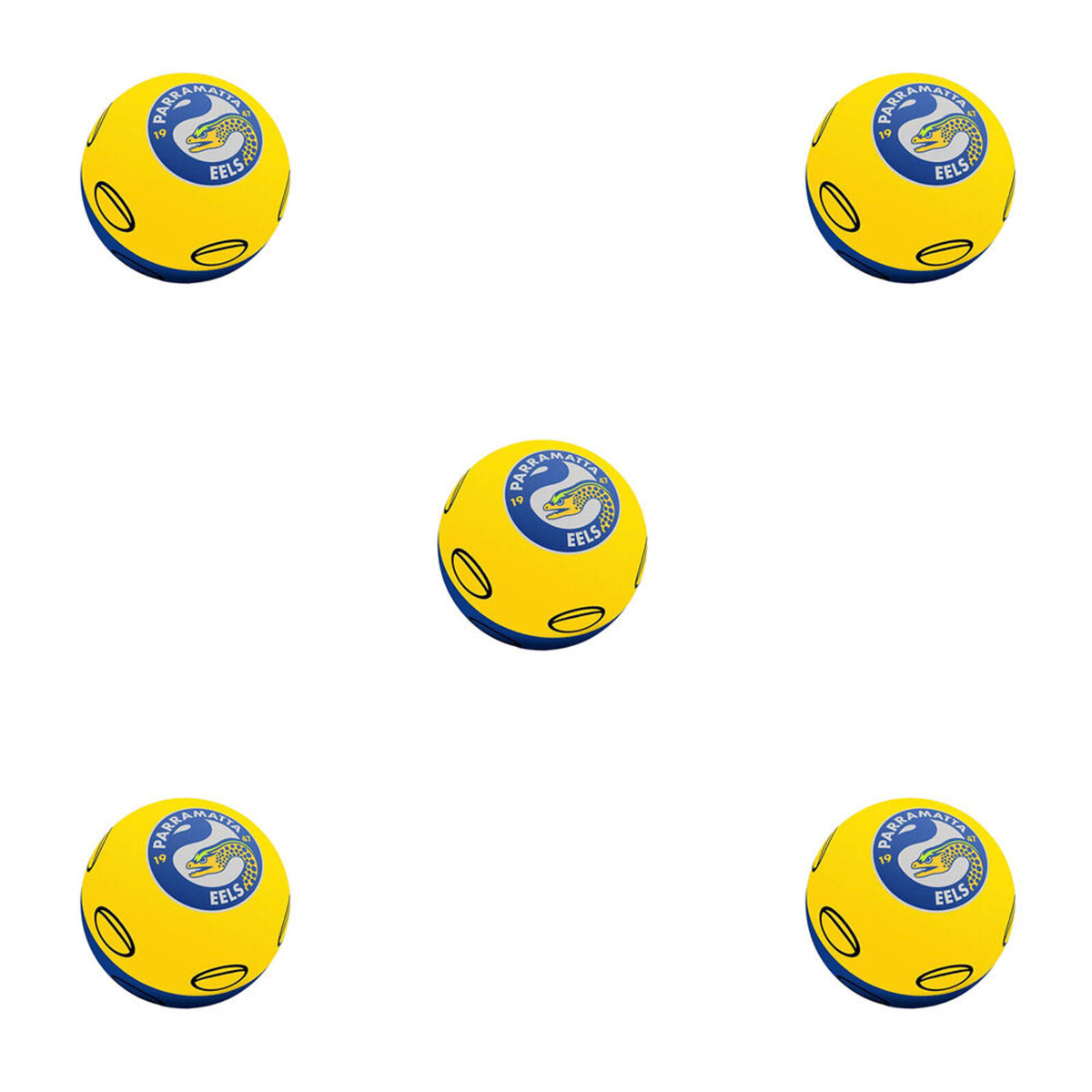 5PK NRL Parramatta Eels NRL Super-High Bounce Ball 60mm - Yellow ...