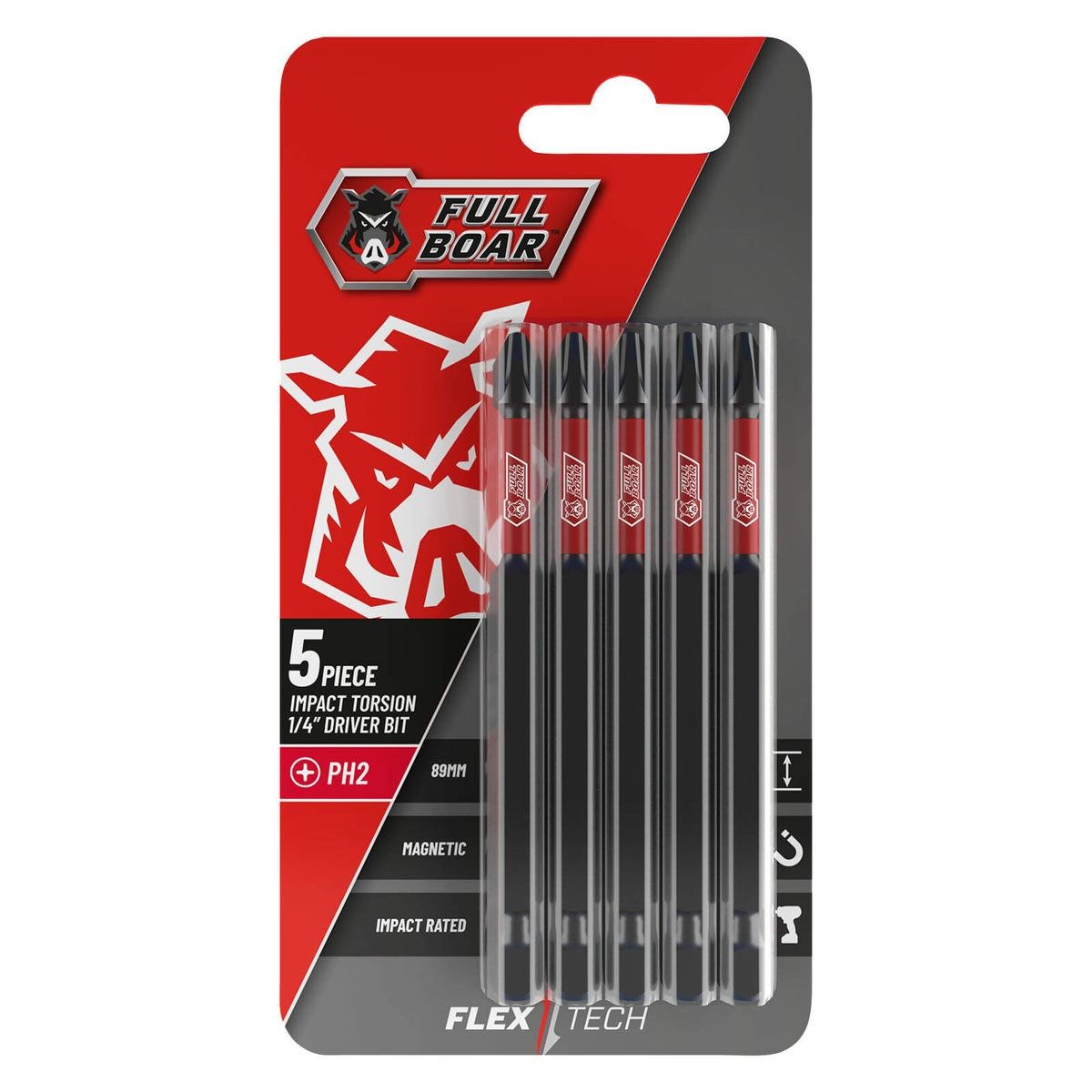 Full Boar PH2 x 89mm Impact Torsion Bit - 5 Pack - Bunnings New Zealand