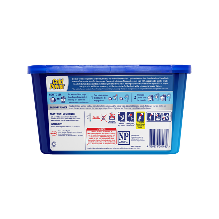 Cold Power Capsules Laundry Detergent - 45 Pack - Bunnings Australia