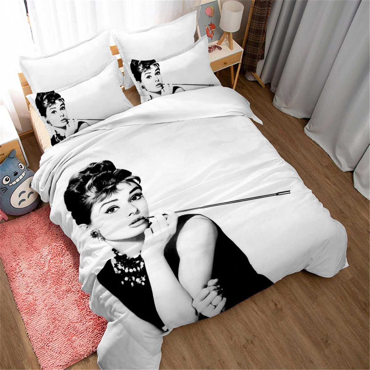 3D Black White Audrey Hepburn Quilt Cover Set Bedding Set Duvet Cover ...
