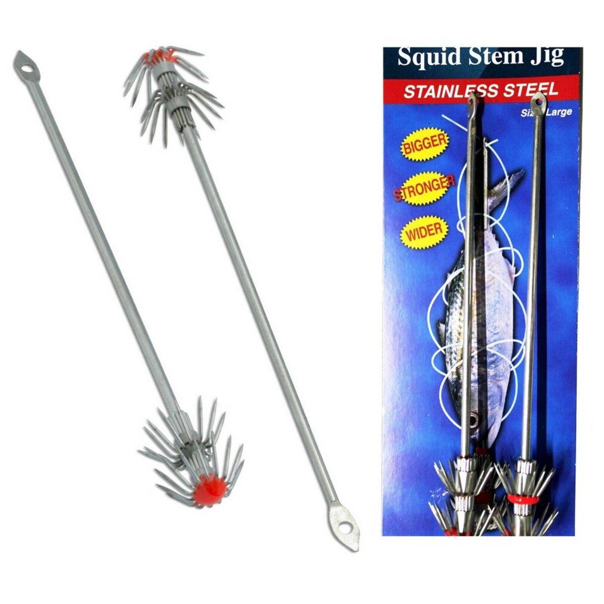 2 Pack of Large Surecatch Stainless Steel Squid Stem Jigs - 18cm Squid Pole - Bunnings Australia
