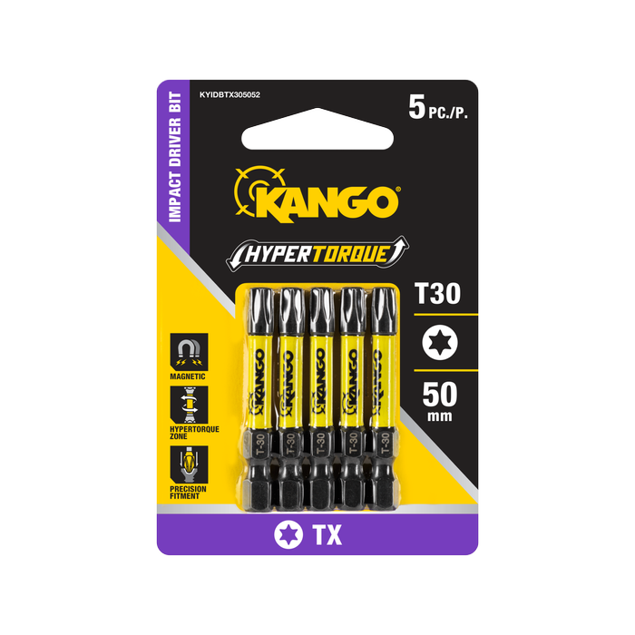 Kango 50mm TX30 HyperTorque Impact Driver Bit - 5 Pack - Bunnings Australia