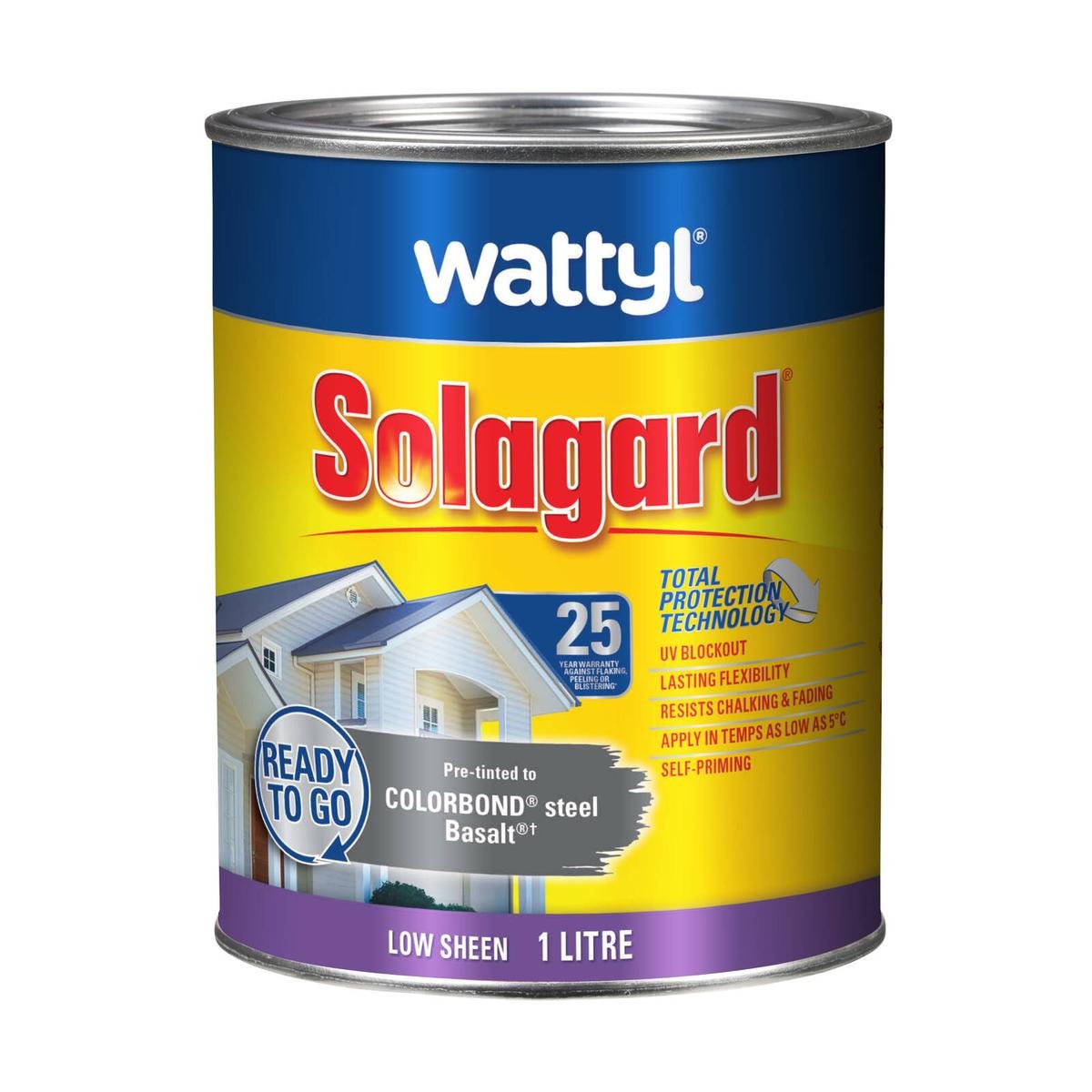Wattyl Solagard 1L Pre-tinted Basalt Low Sheen Exterior Paint ...