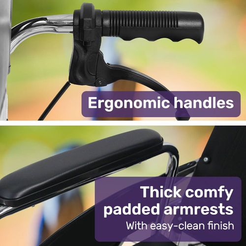 EQUIPMED Folding Manual Reclining Wheelchair Self Propelled, 24" Rear ...