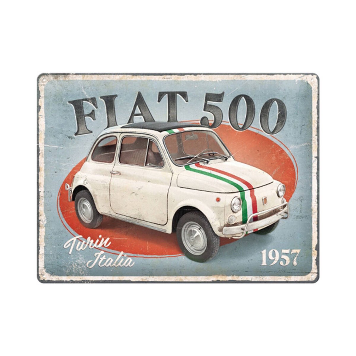 Nostalgic-Art Large Metal Sign Fiat 500 Turin Italia 30x40cm - Bunnings ...