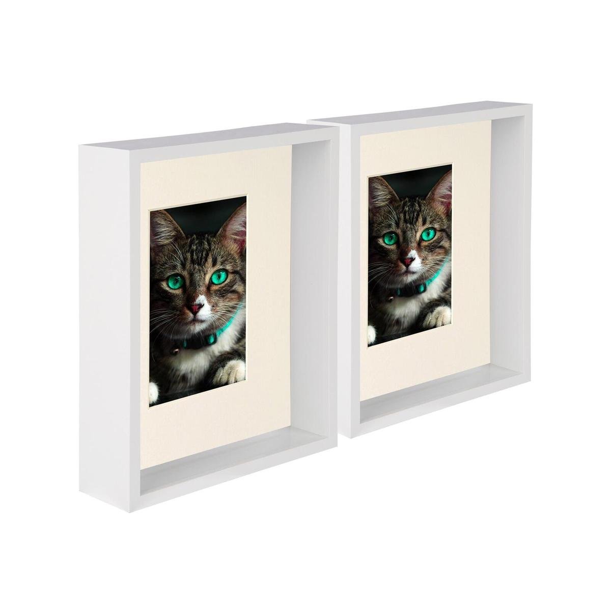 Nicola Spring 8" x 10" White 3D Deep Box Photo Frames - 4" x 6" Mount ...