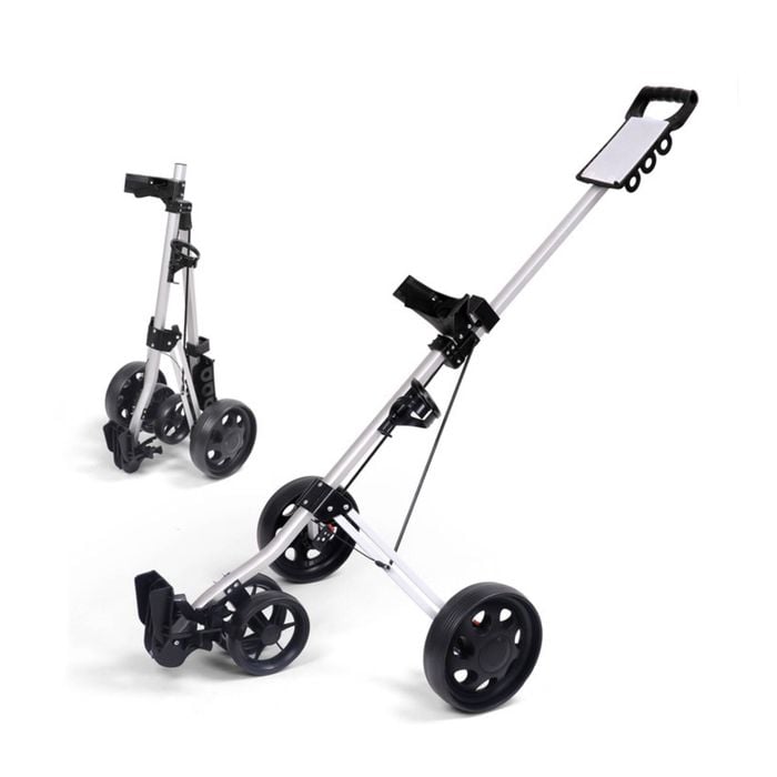 FitnessLab 4 Wheels Golf Trolley Buggy Foldable Golf Bag Cart with Footbrake - Bunnings Australia