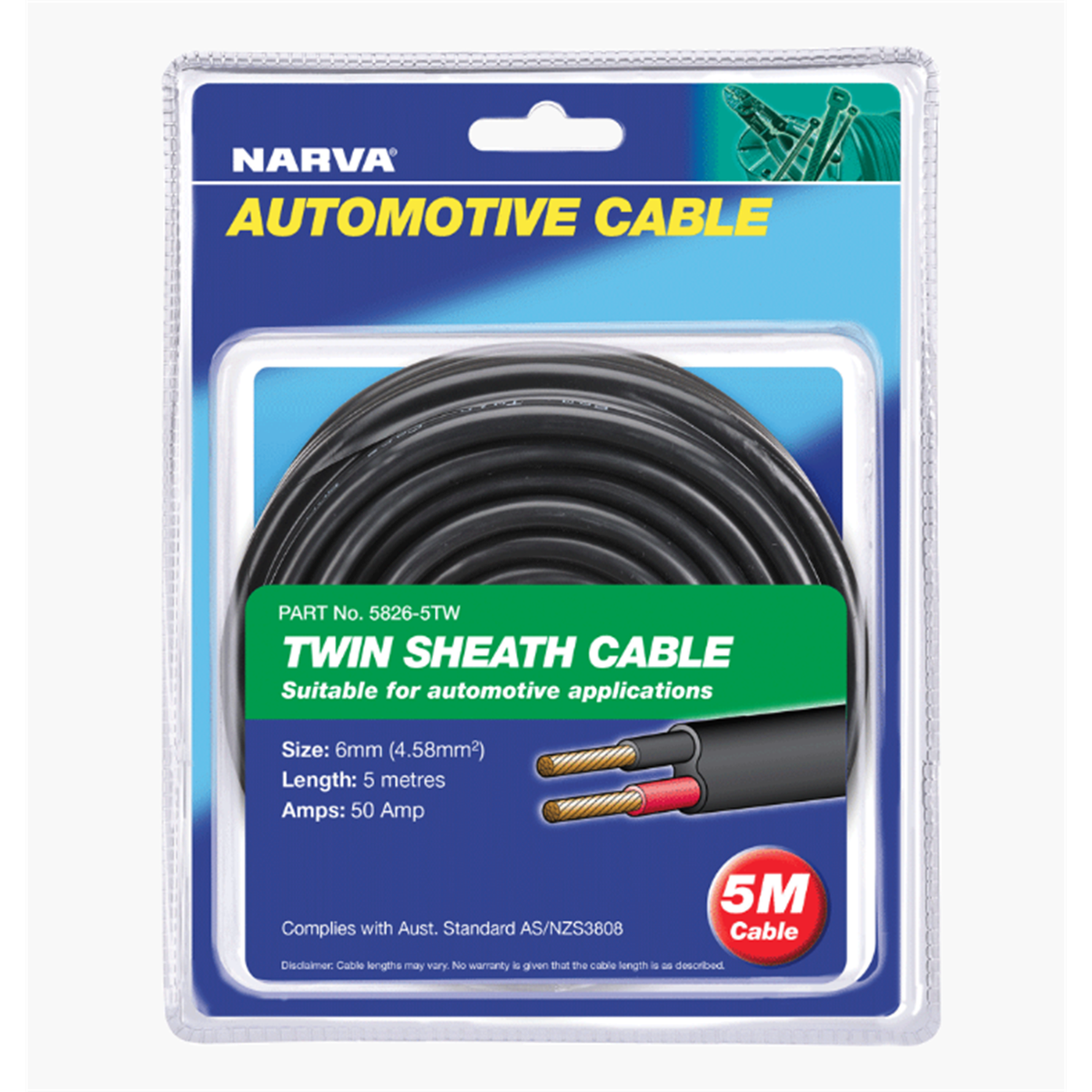 Narva 6mm x 5m 50A Core Twin Sheathed Cable - Bunnings New Zealand
