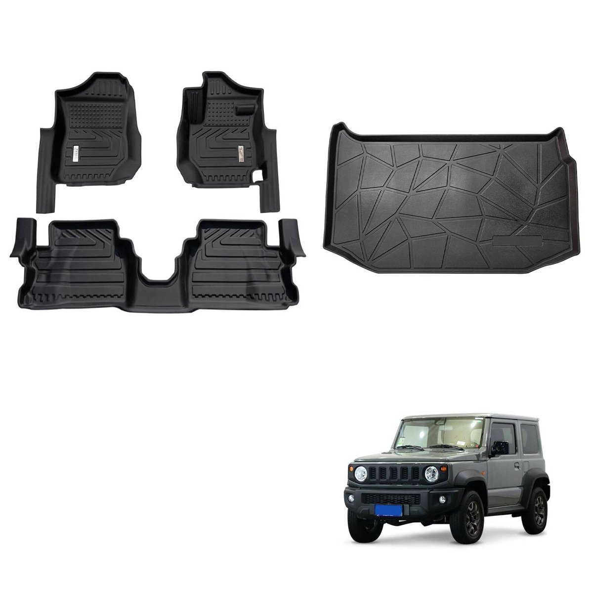 AUSGO Floor Mats & Boot Liner Set for Suzuki Jimny 3-Door Auto ...