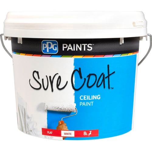 PPG Paints 8L White Flat Sure Coat Ceiling Paint - Bunnings New Zealand