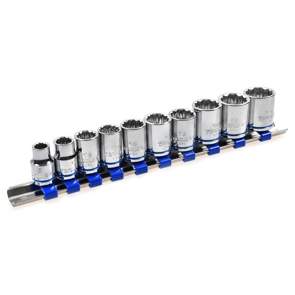 Trojan 10 Piece Socket Rail Set 3/8" - Bunnings Australia