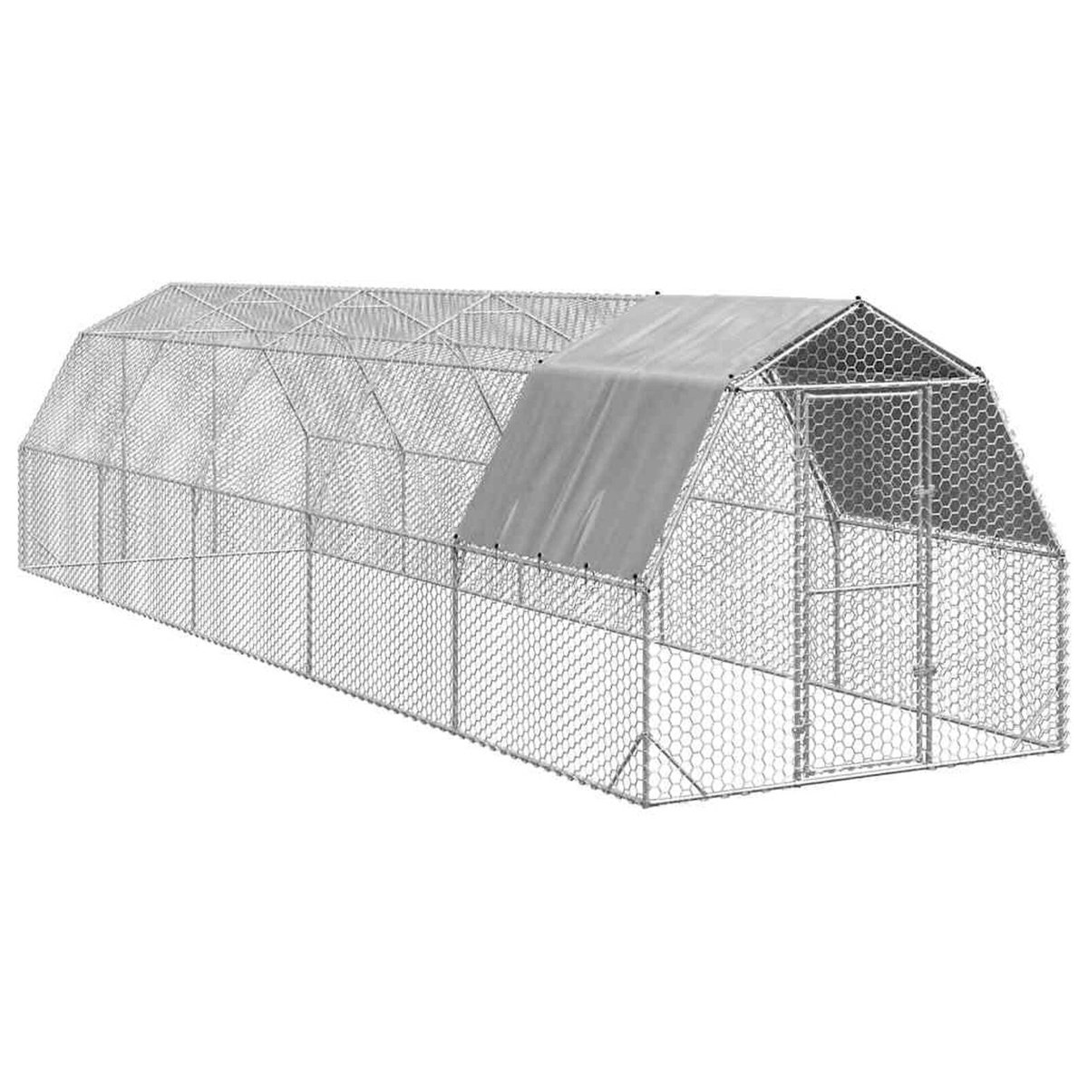 vidaXL Chicken Run with Roof 2.5x10x2.25 m Galvanised Steel - Bunnings ...