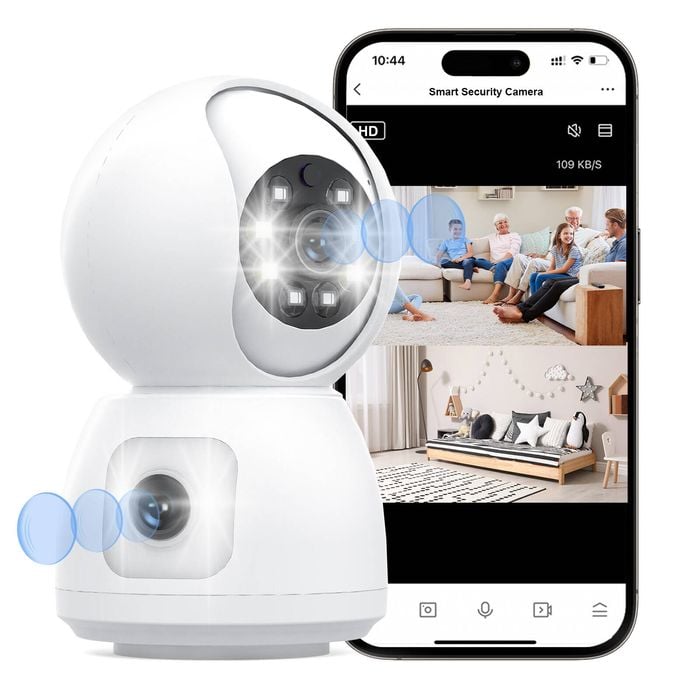 Advwin Dual-Lens Indoor Security Camera, 1080P WiFi Home Surveillance ...