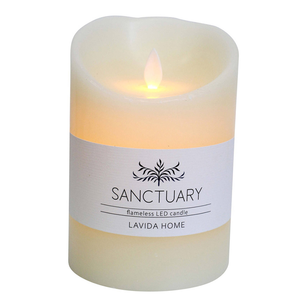 LVD Flameless 15cm Pillar Wax Plastic LED Candle Tall - Ivory ...