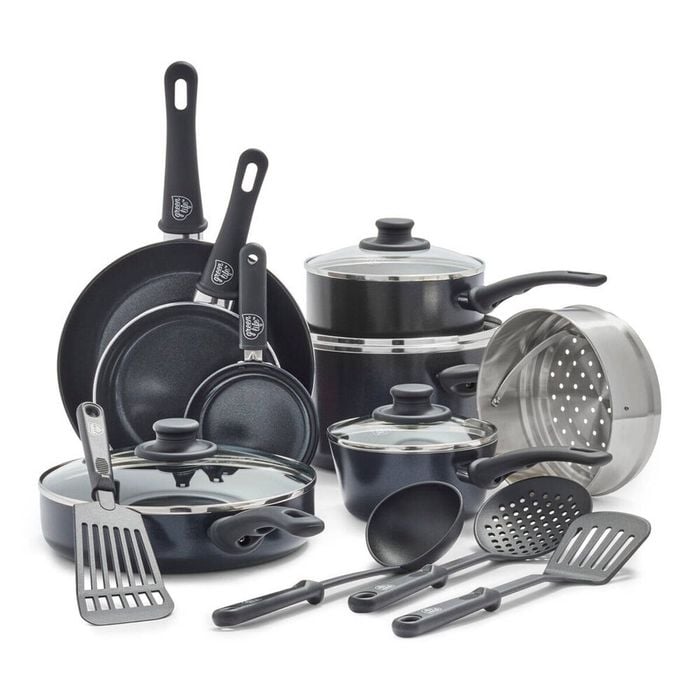 16pc Greenlife Soft Grip Aluminium Pro Cookware Set - Black - Bunnings ...