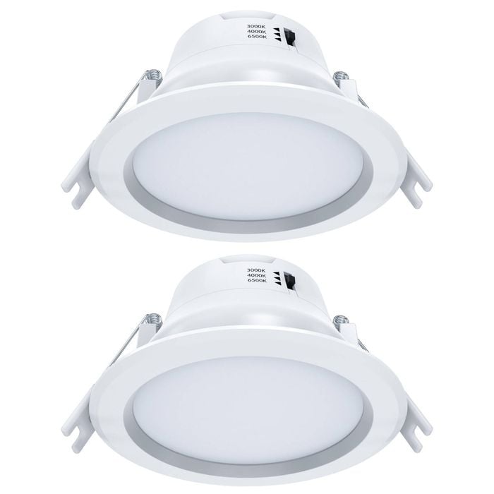 Arlec 9W 92mm Tri-Colour Dimmable LED Downlight Recessed Lens - 2 Pack ...