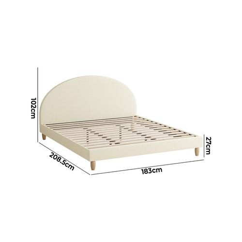 Oikiture Bed Frame King Size Arched Beds Platform Beige Fabric ...