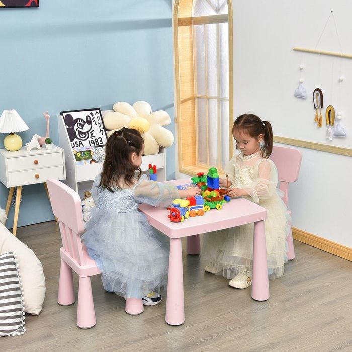 Costway Kids Table and Chairs Set Study Playing Pink - Bunnings Australia