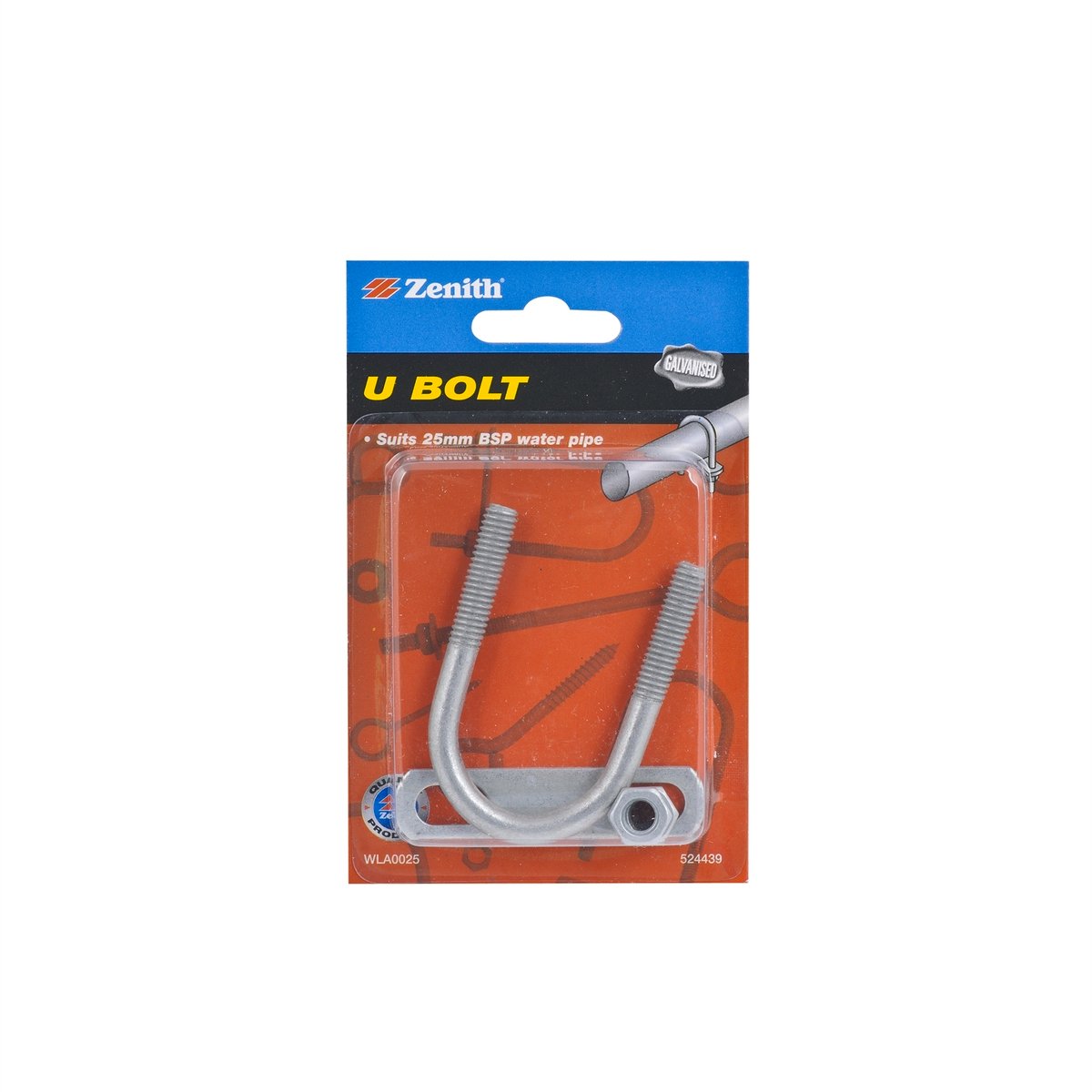 Zenith M8 x 64 x 34mm Galvanised U-Bolt - Bunnings Australia