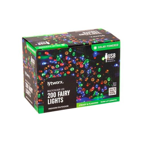 Lytworx Multicolour Solar / USB Fairy Lights - 200 Pack - Bunnings ...