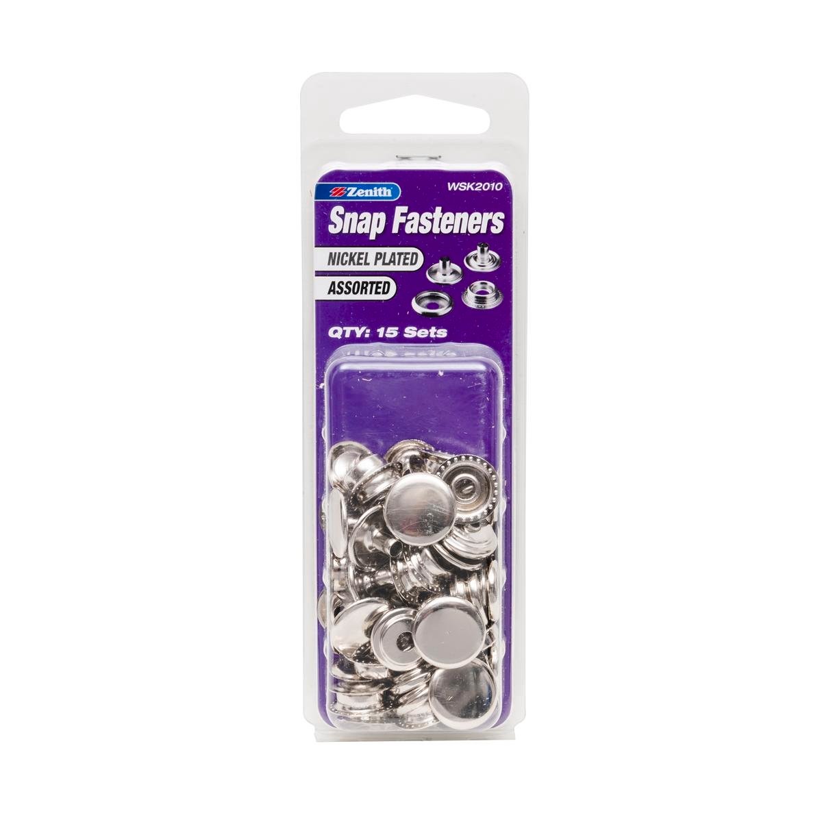 Zenith Assorted Nickel Plated Brass Snap Fastener - Bunnings Australia