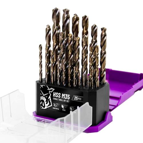 Full Boar 25 Piece HSS M35 Drill Bit Set - Bunnings Australia