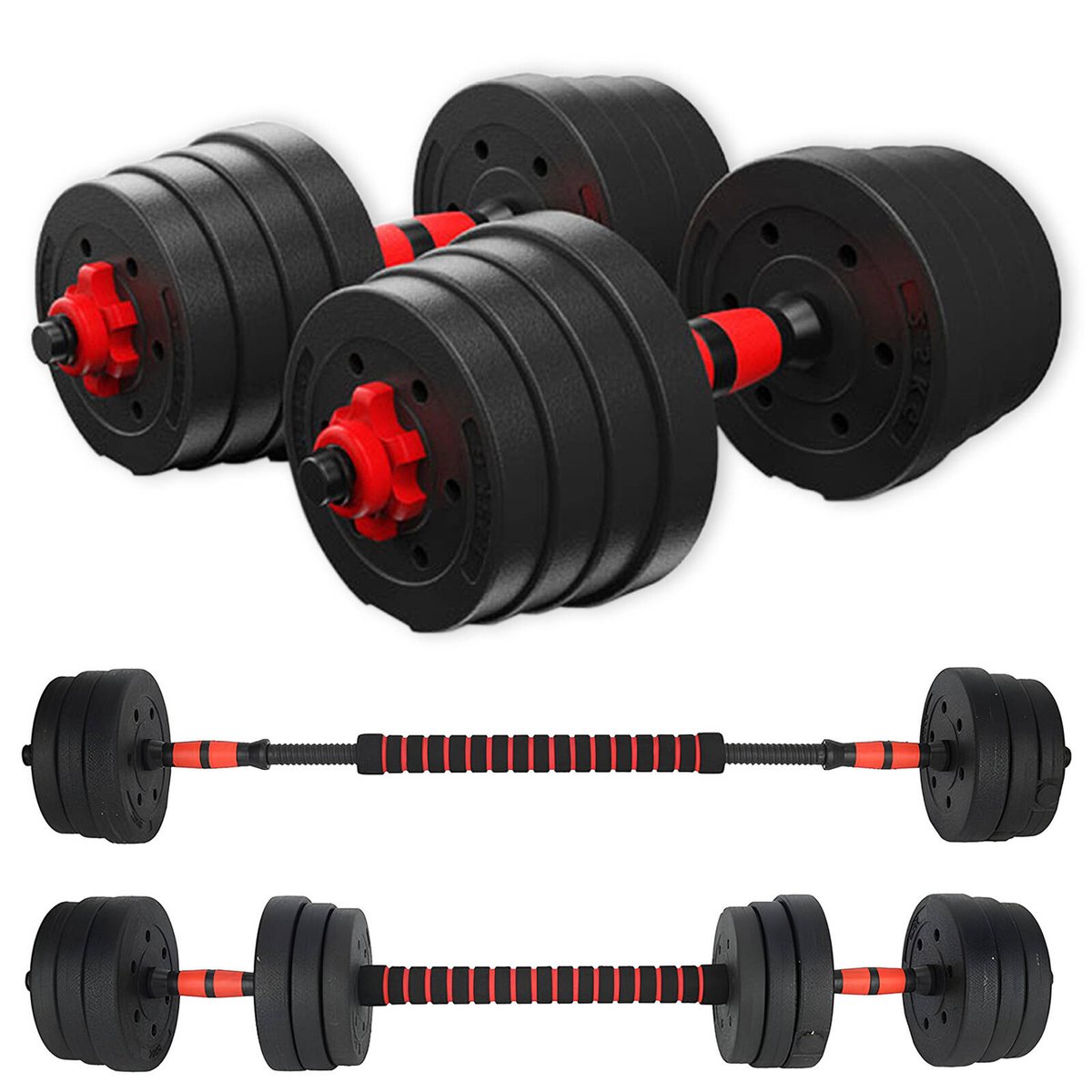 METEOR 30kg All-in-One Convertible Dumbbell Barbell Set - Bunnings ...