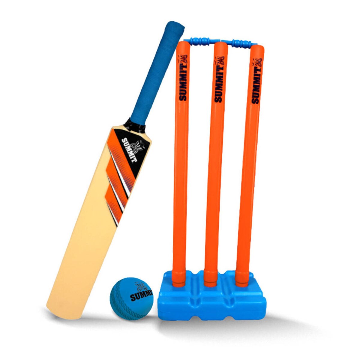 Summit Kid Plastic Cricket Set w/3 Stumps/Base/Bat/Ball - Senior ...