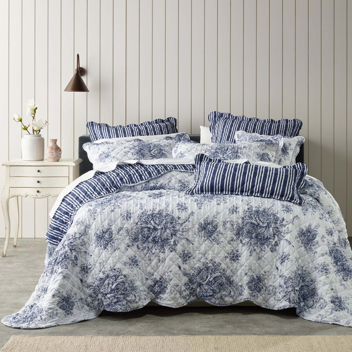 Bianca Amorette Polyester Blue Bedspread Set - Single - Bunnings Australia