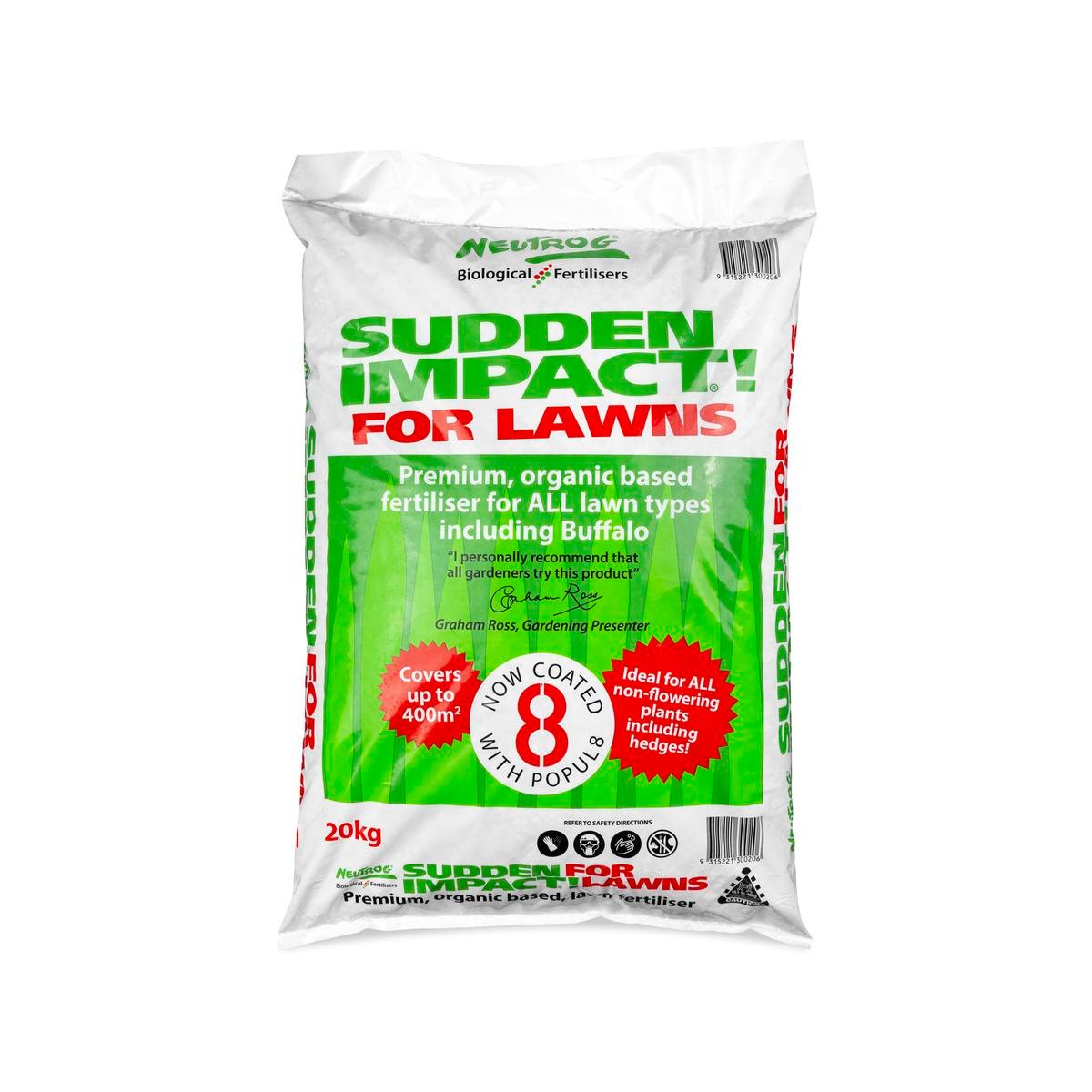 Neutrog 20kg Sudden Impact Lawns + POPUL8 Fertiliser - 20kg - Bunnings ...