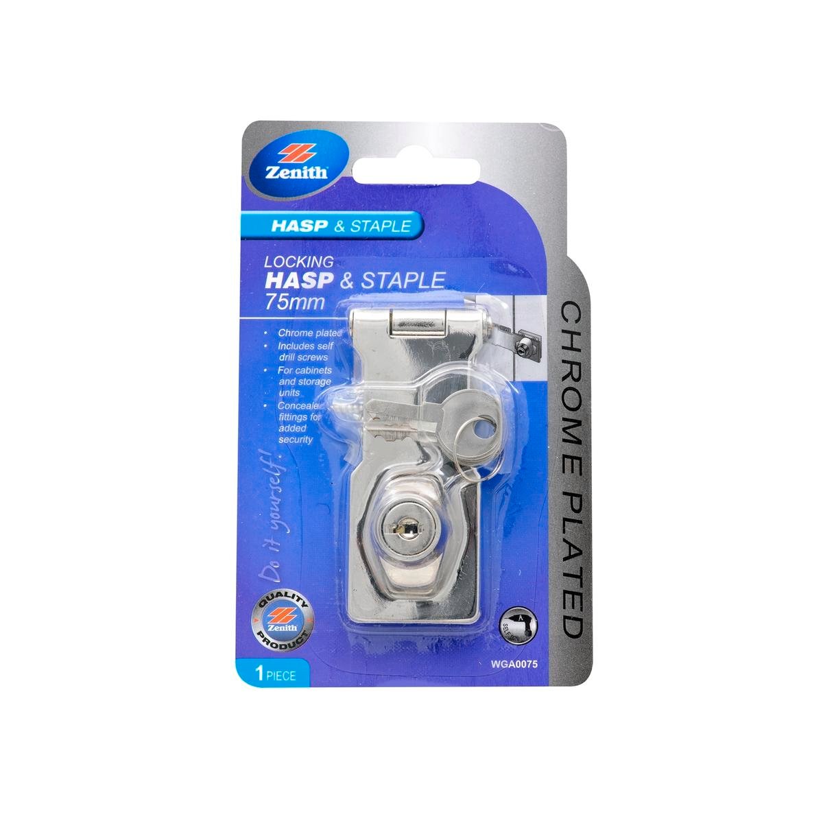 Zenith 75mm Zinc Plated Locking Hasp And Staple - Bunnings Australia
