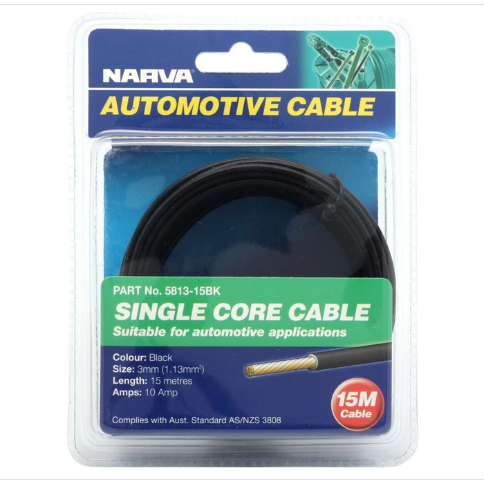 Narva 3mm x 15m Black Single Core Copper Cable - Bunnings Australia