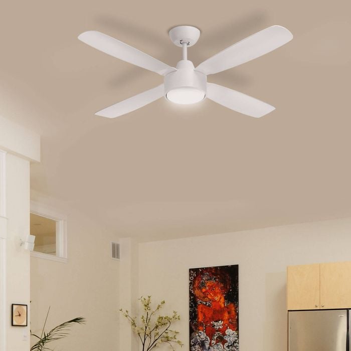 Arlec 120cm White Matte AER 4 Blade DC Ceiling Fan With LED Light ...