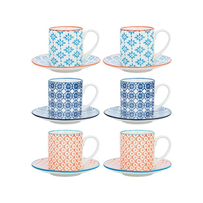 Nicola Spring Patterned Espresso Cup and Saucer Coffee Set - 65ml - Set ...