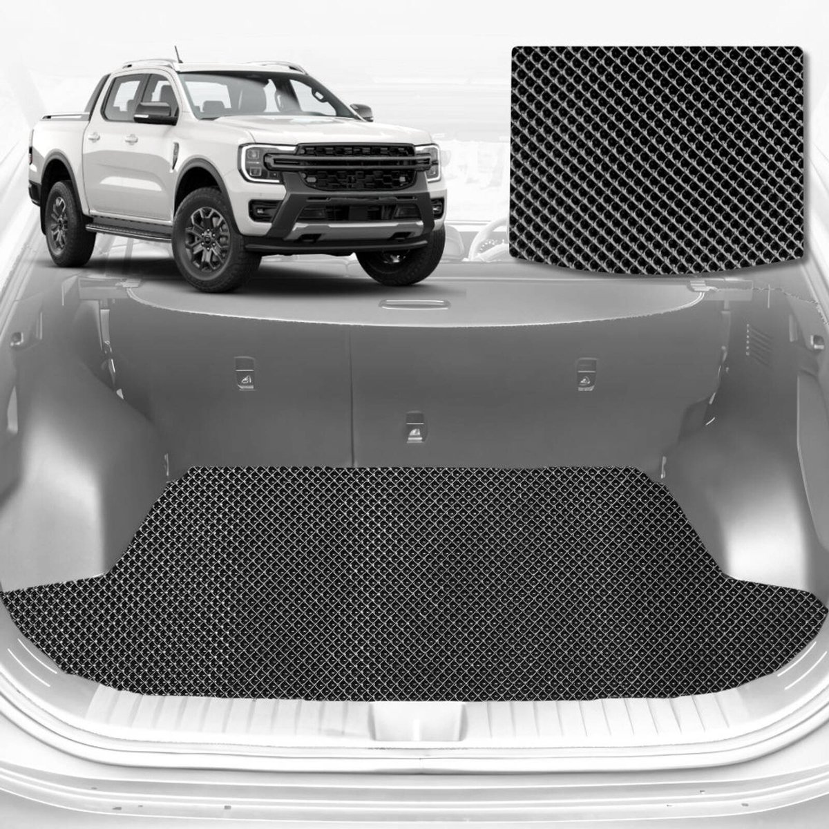 6D Diamond Car Boot Mat for All-new Ford Ranger 2022-Current-Cargo Mat ...