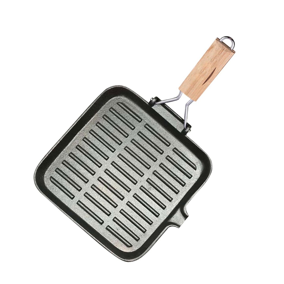 SOGA 24cm Ribbed Cast Iron Square Steak Frying Grill Skillet Pan ...