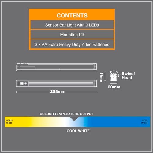 Arlec White Battery Operated LED Cabinet Sensor Light - Bunnings New ...