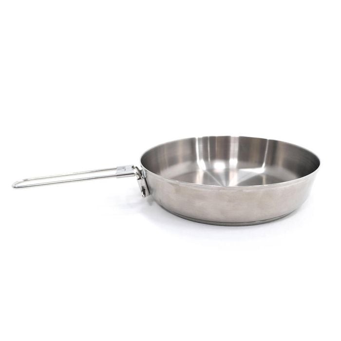 Hiker's Camp Frying Pan w/ Two-Layer Bottom Stainless Steel 0.9L ...