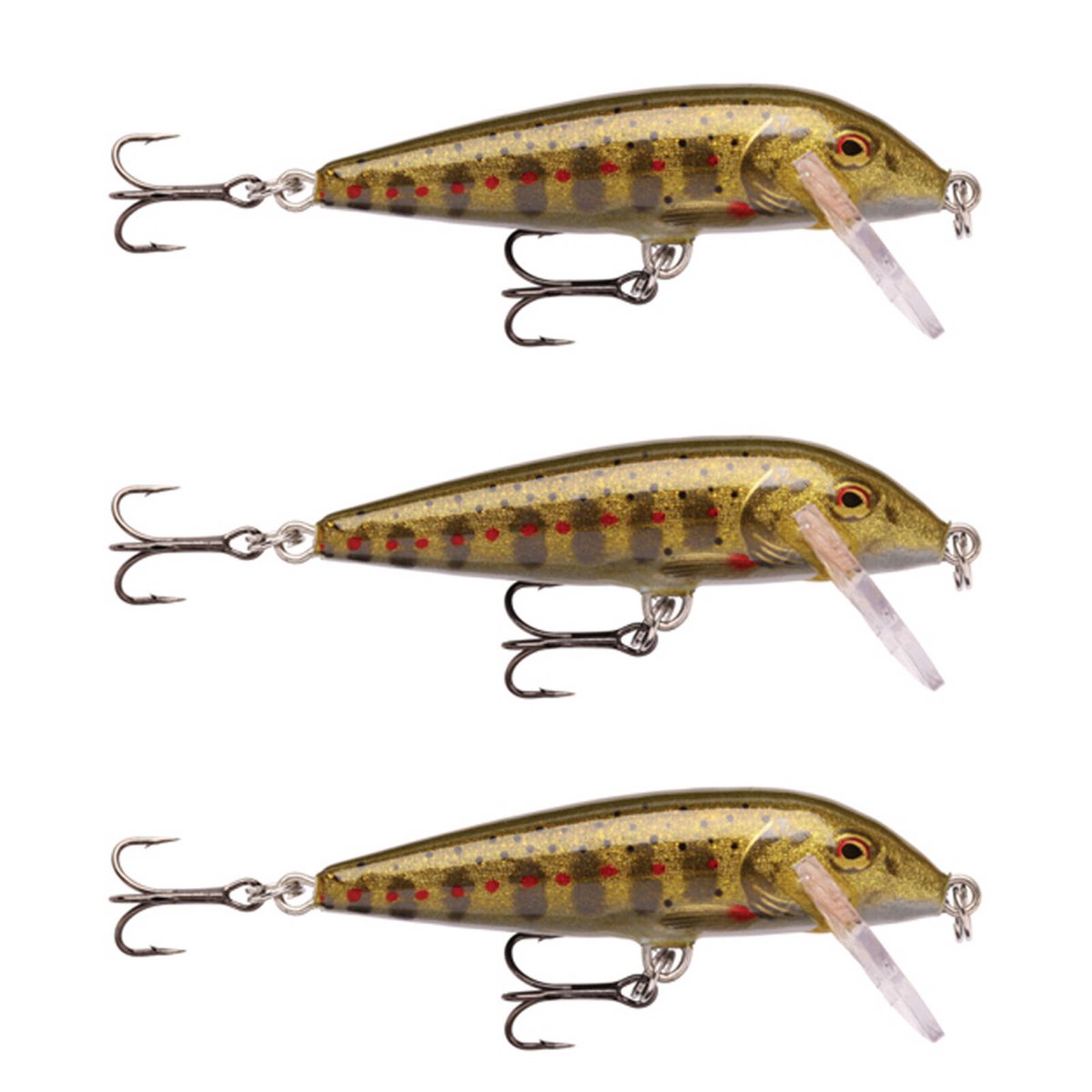 3x Rapala 7cm Countdown Sinking Hardbody Balsa Fishing Lures - Gold Juvenile - Bunnings Australia