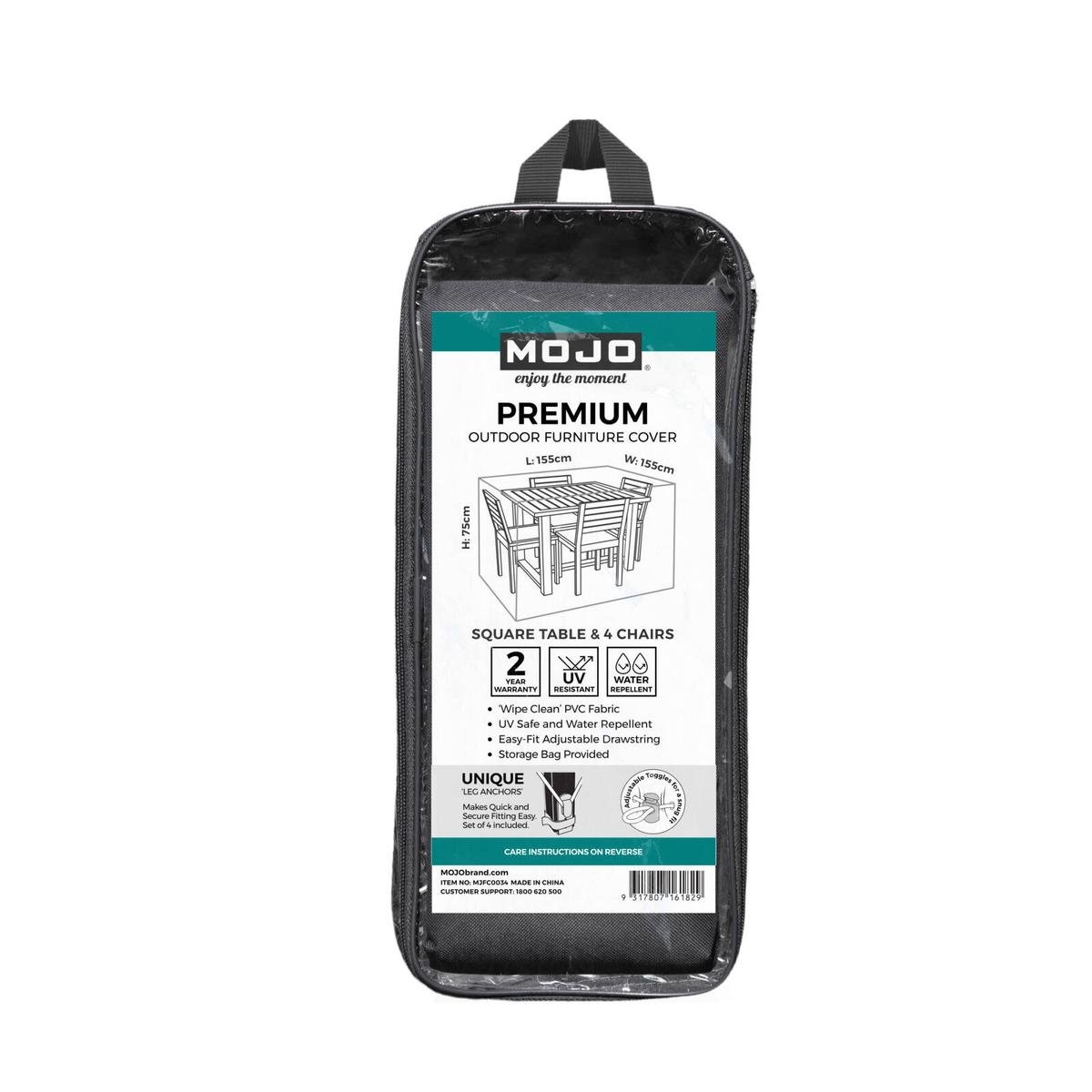 Mojo Premium Square Table And Chairs Outdoor Furniture Cover - Bunnings ...