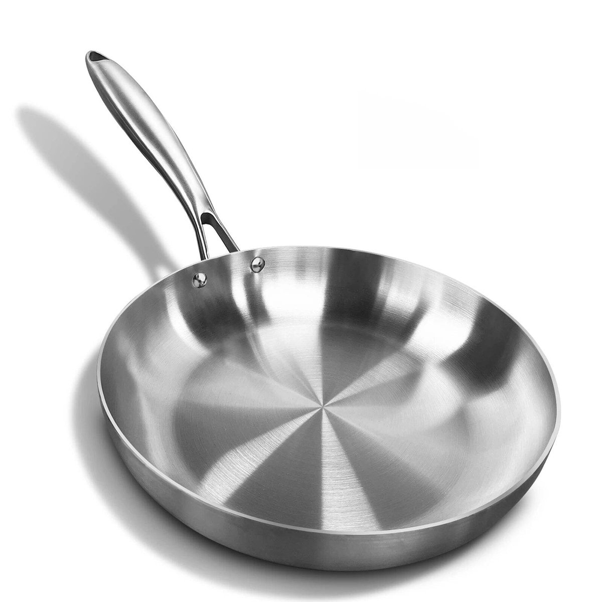 NNEOBA28cm 11-Inch 304 Stainless Steel Frying Pan Nonstick Uncoated ...
