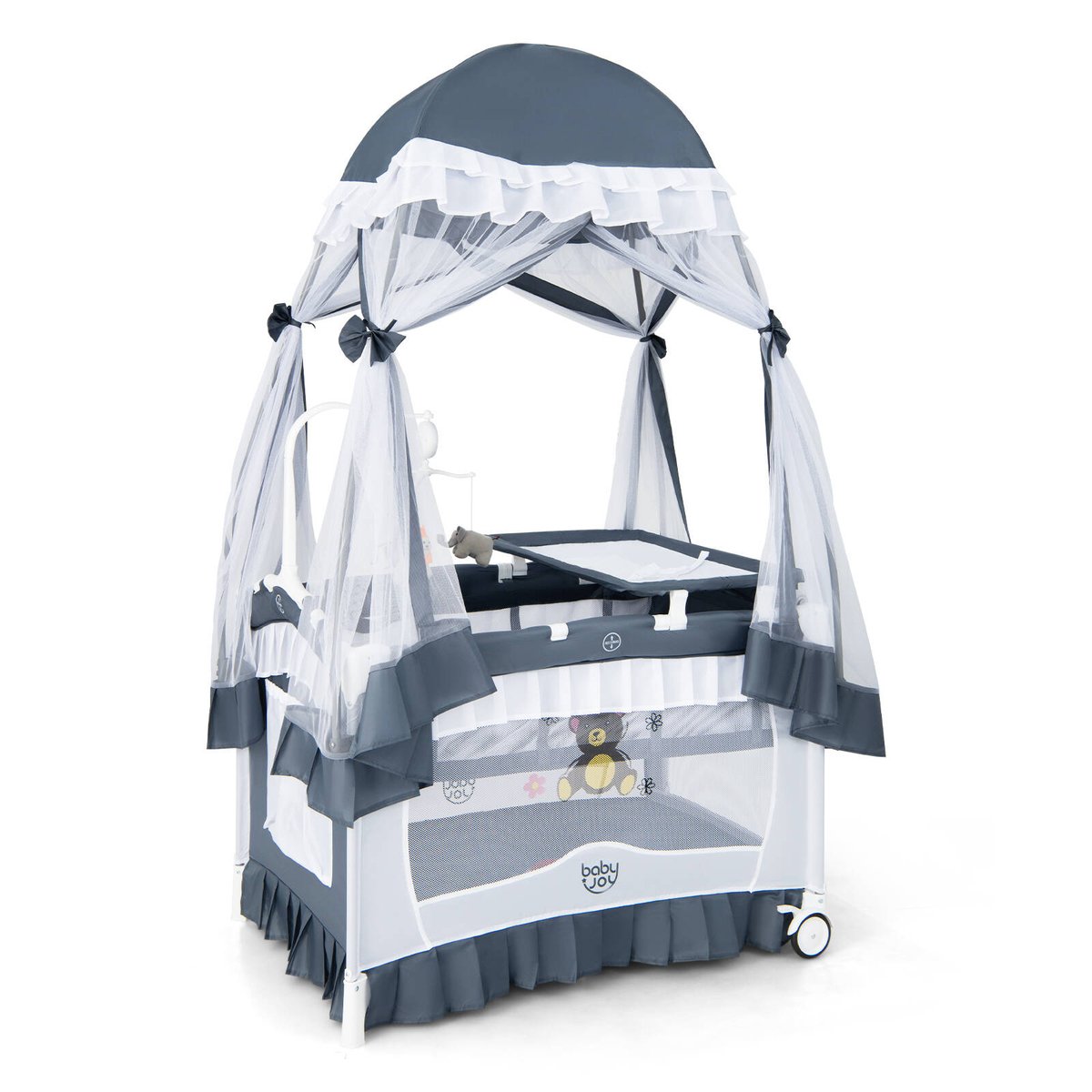 Costway 4 in 1 Baby Travel Cot Portable Portacot Playpen with Changing ...
