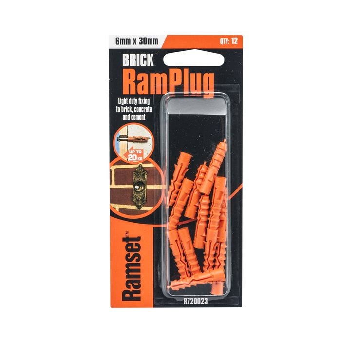 Ramset 6 x 30mm Nylon RamPlug Anchor - 12 Pack - Bunnings Australia