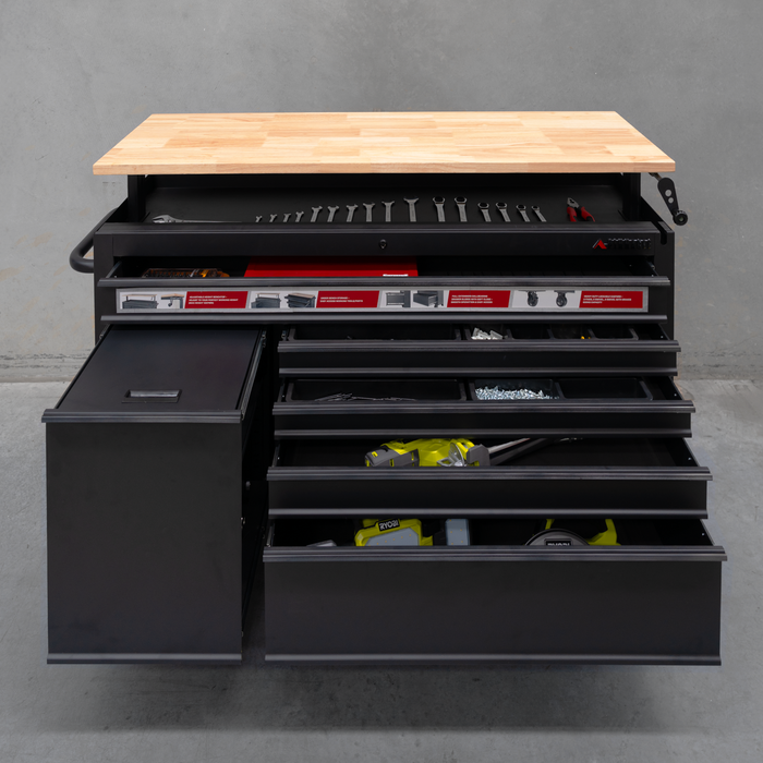 Pinnacle 142cm 56" Black Matte Tool Trolley With Adjustable Height Top ...