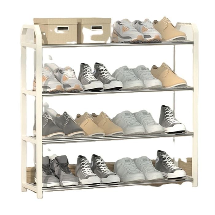 4 tier Shoe Rack Storage Organiser (White) - Bunnings Australia