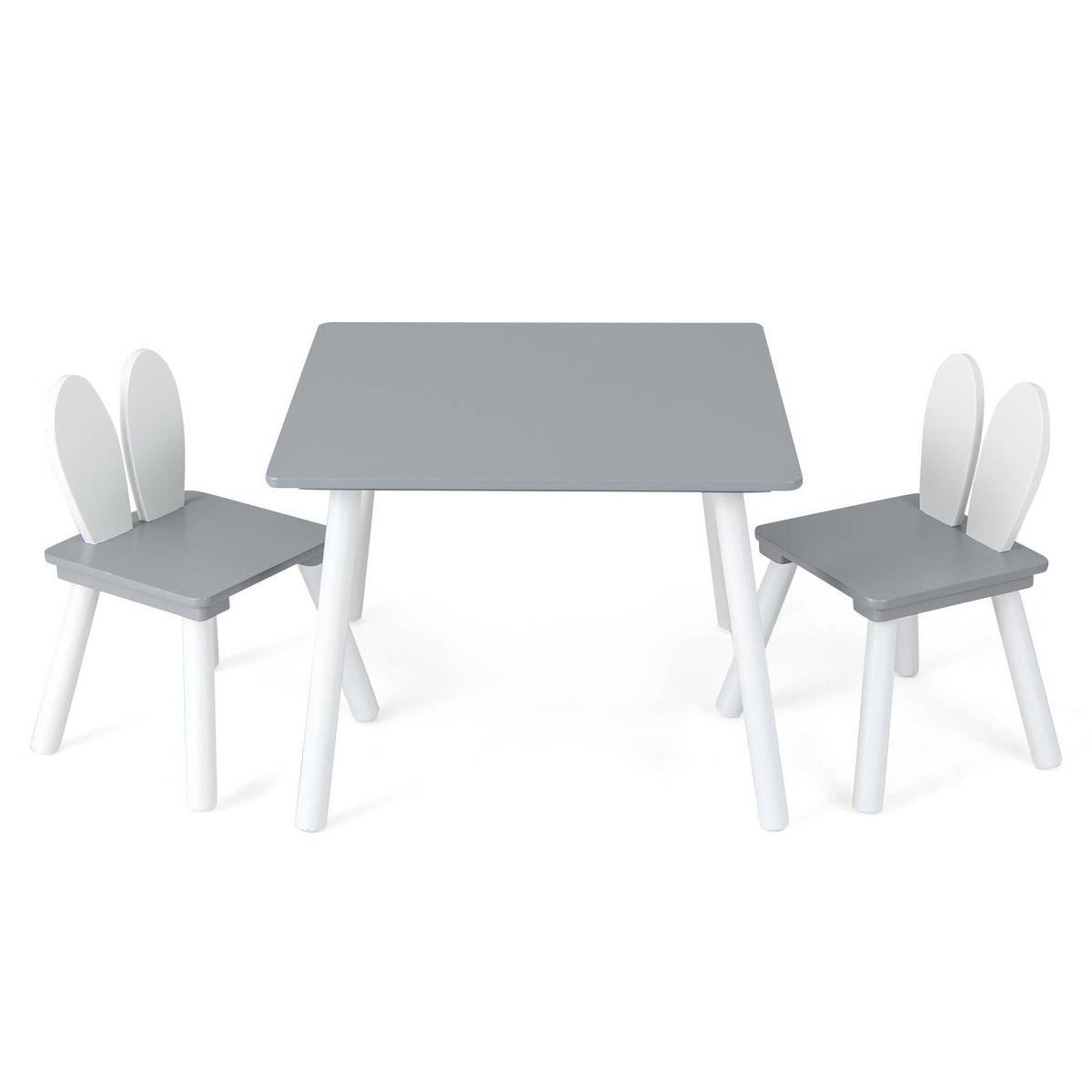 Costway Kids Table & 2 Chair Set Wooden Activity Play Desk Study Dining ...