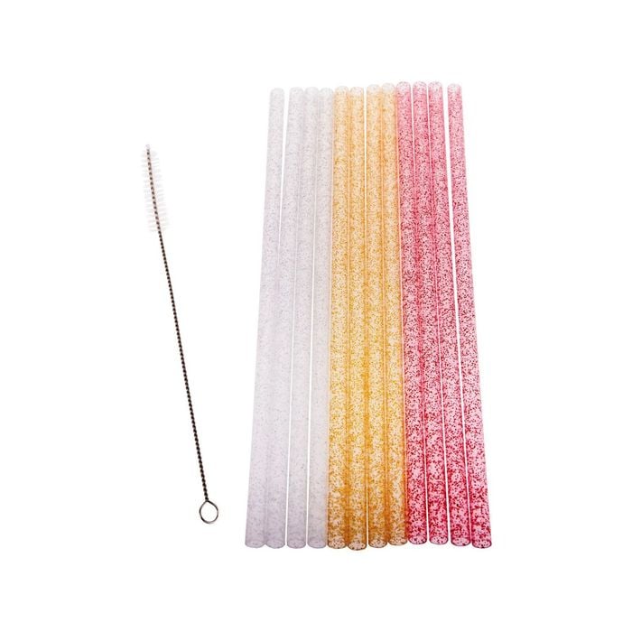 Appetito Set 12 Reusable Sparkle Party Straws + Cleaning Brush ...