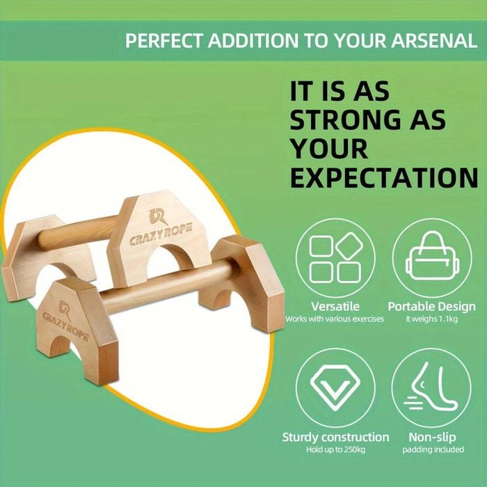 NNEOBA Wooden Push-up Bar Stands - Gym Fitness Training - Bunnings ...