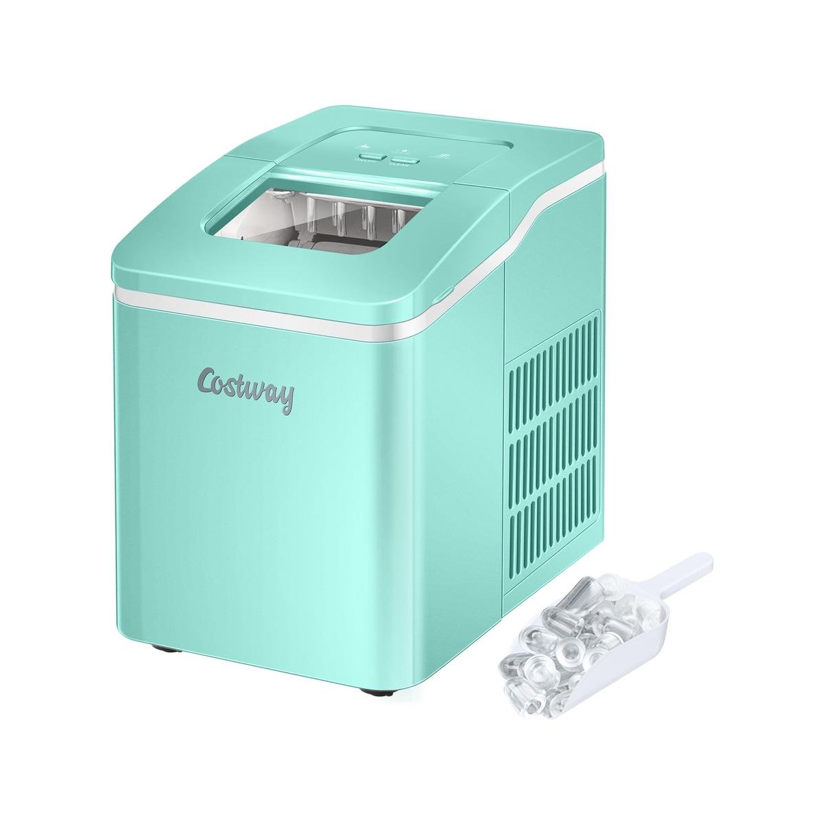 Costway 1.5L Portable Ice Maker 12kg/Day Ice Cube w/Scoop, Green ...