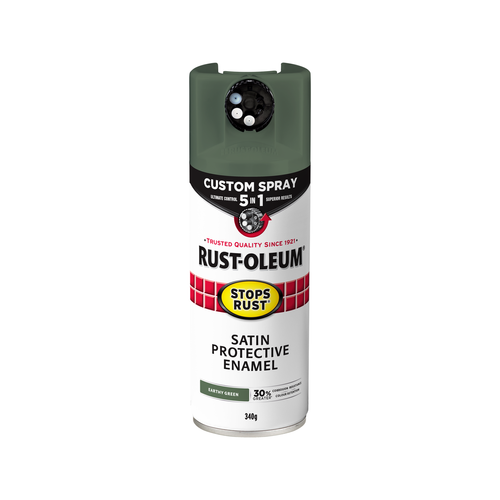 Rust-Oleum 340g Satin Earthy Green Stops Rust Custom Spray 5 In 1 Spray ...